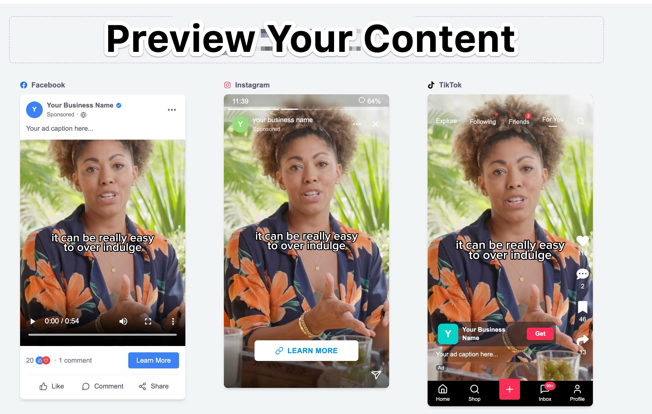 Free Social Media Ad Preview Tool | Facebook, Instagram & TikTok Mockup ...